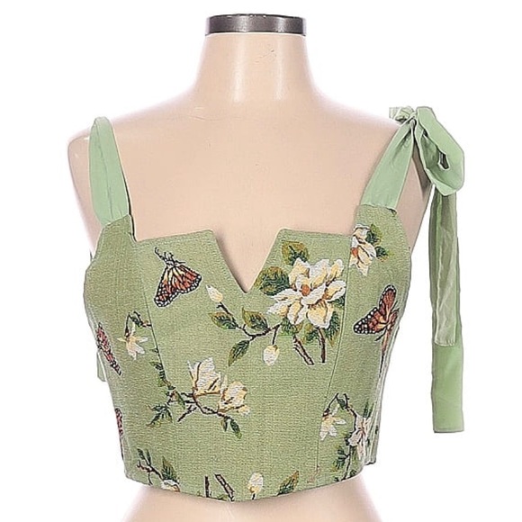 Cider | Tops | Bogocider Crop Top Green Butterfly Floral Print | Poshmark